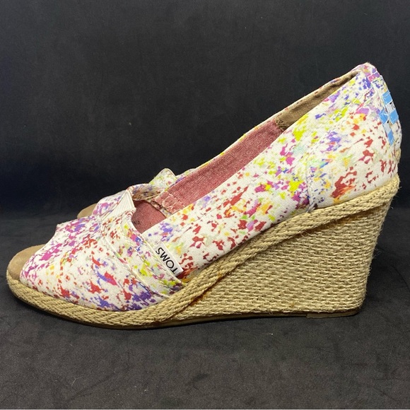 Toms | Shoes | Toms Bernardo Wedge Heels Sandals Splatter | Poshmark